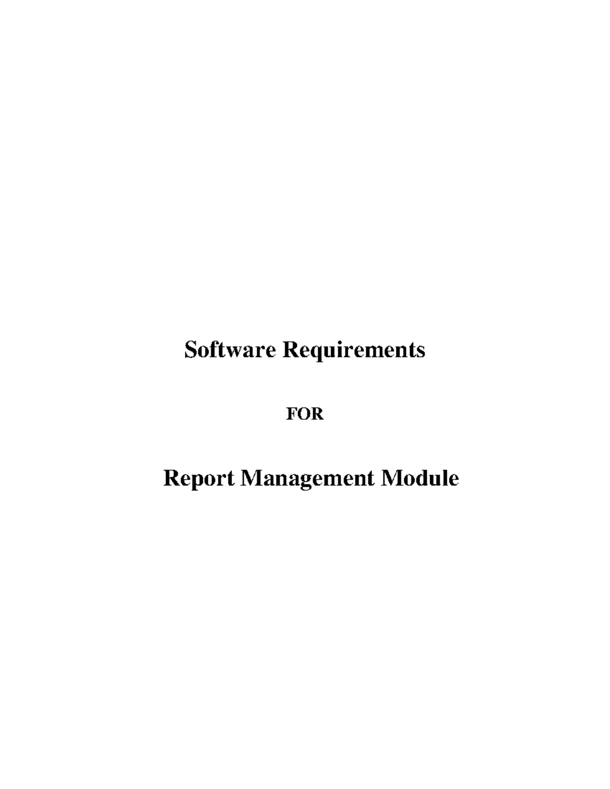 Report Management Module - Software Requirements FOR Report Management ...