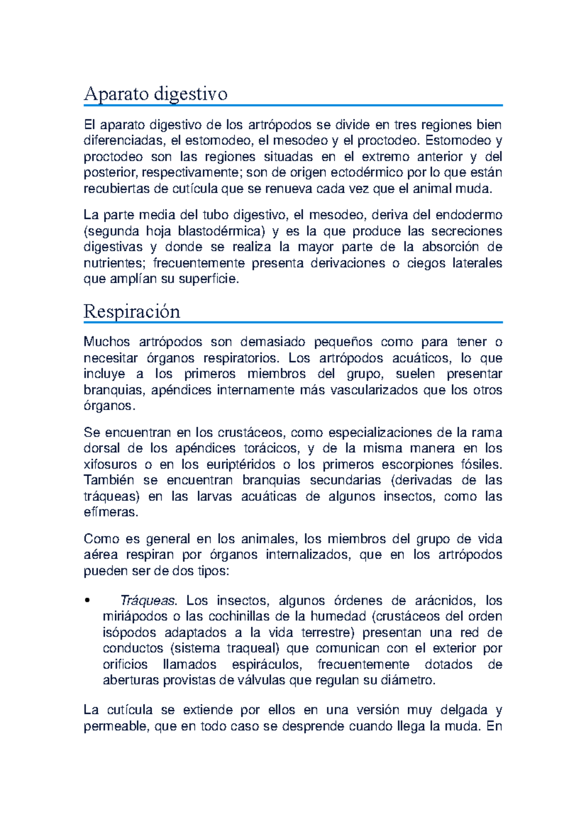 Aparato digestivo - Estomodeo y proctodeo son las regiones situadas en ...