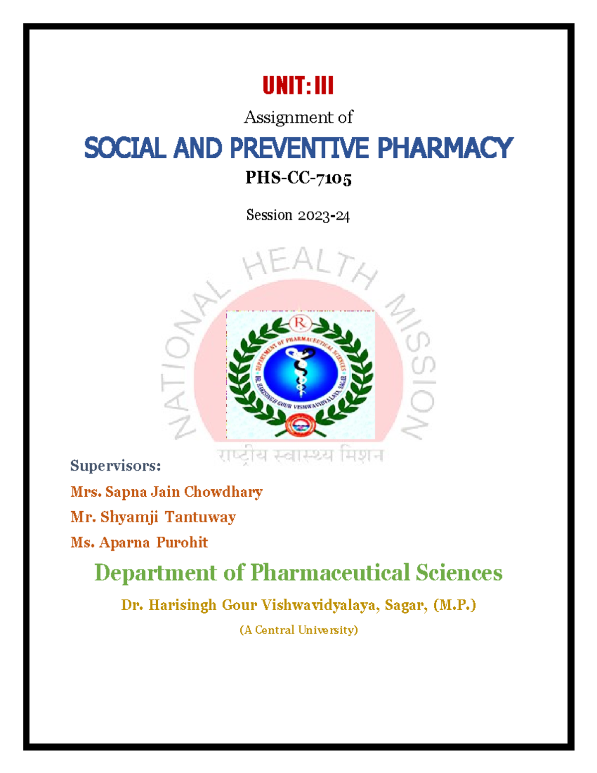 Unit 3 spp (1) - Good quality notes - UNIT: III Assignment of SOCIAL ...