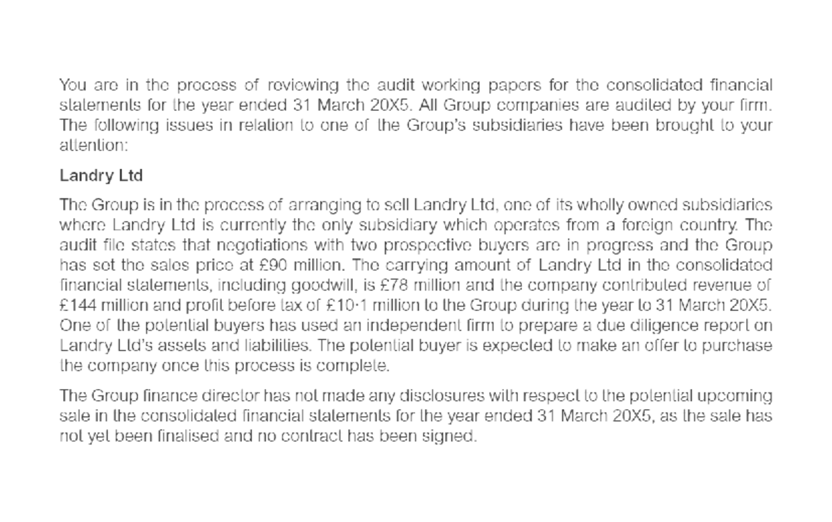 1. Audit completion issues 1 - You are in the process of reviewing the audit working papers for ...