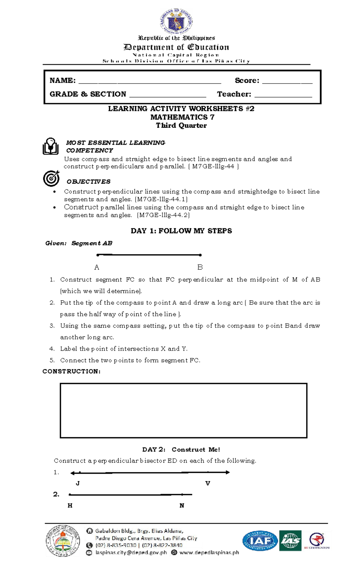 G7 Q3 WS LAW 2 2021 2022 - Math reviewer for G7 - LEARNING ACTIVITY ...