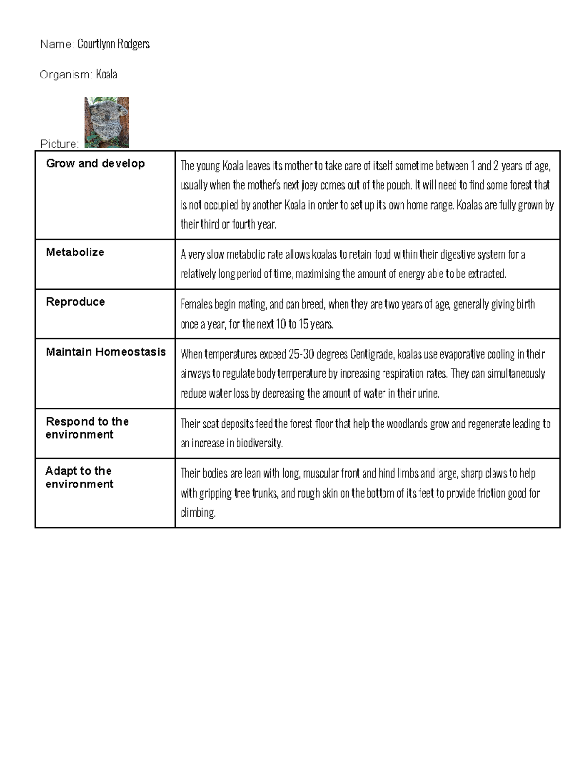 Characteristics of Living Things Webquest Template - Name: Courtlynn ...