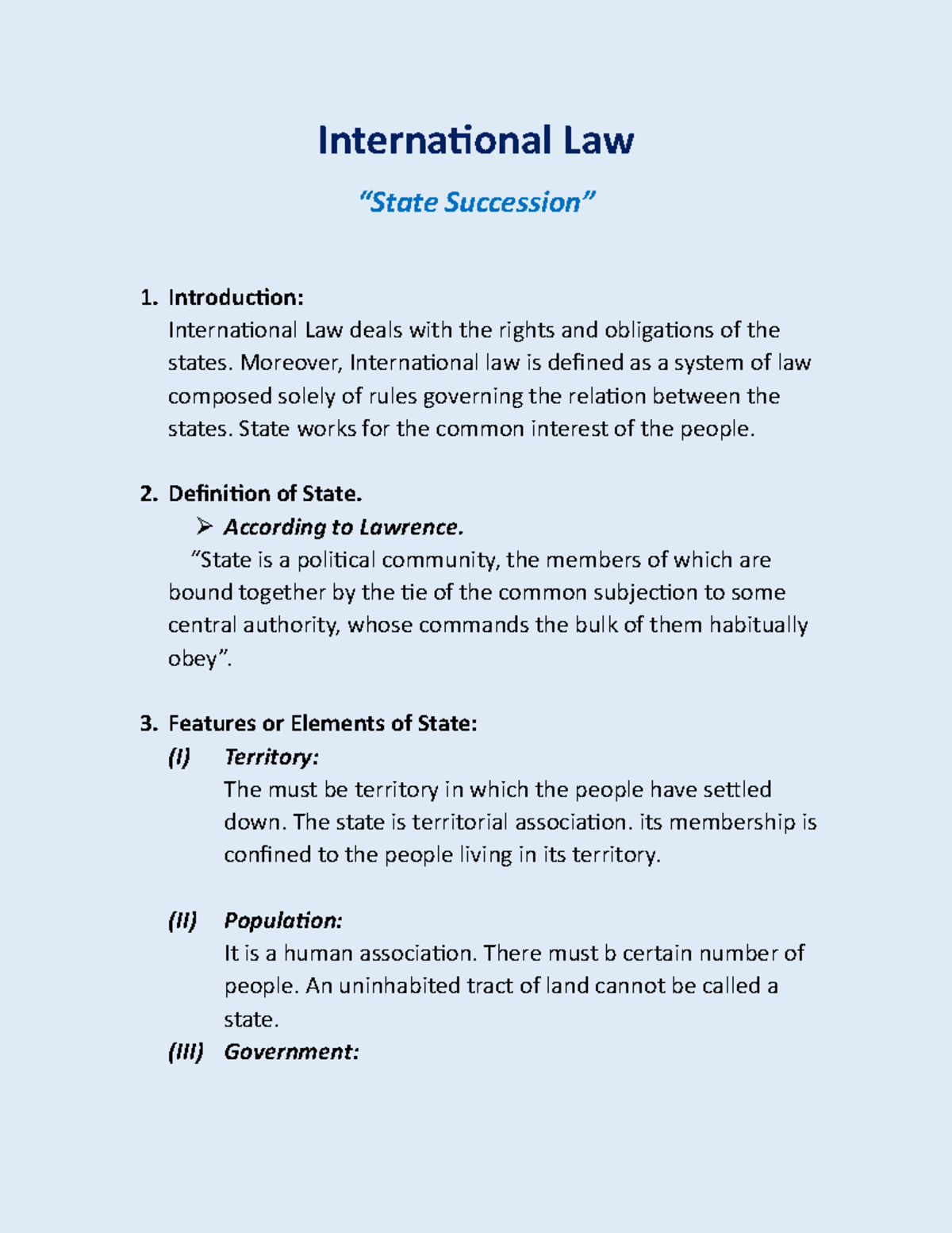 State Succession - International Law “State Succession” Introduction ...