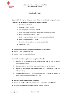 Avaliação Diagnóstica UFCD 6216 - Contabilidade e Gestão - Studocu