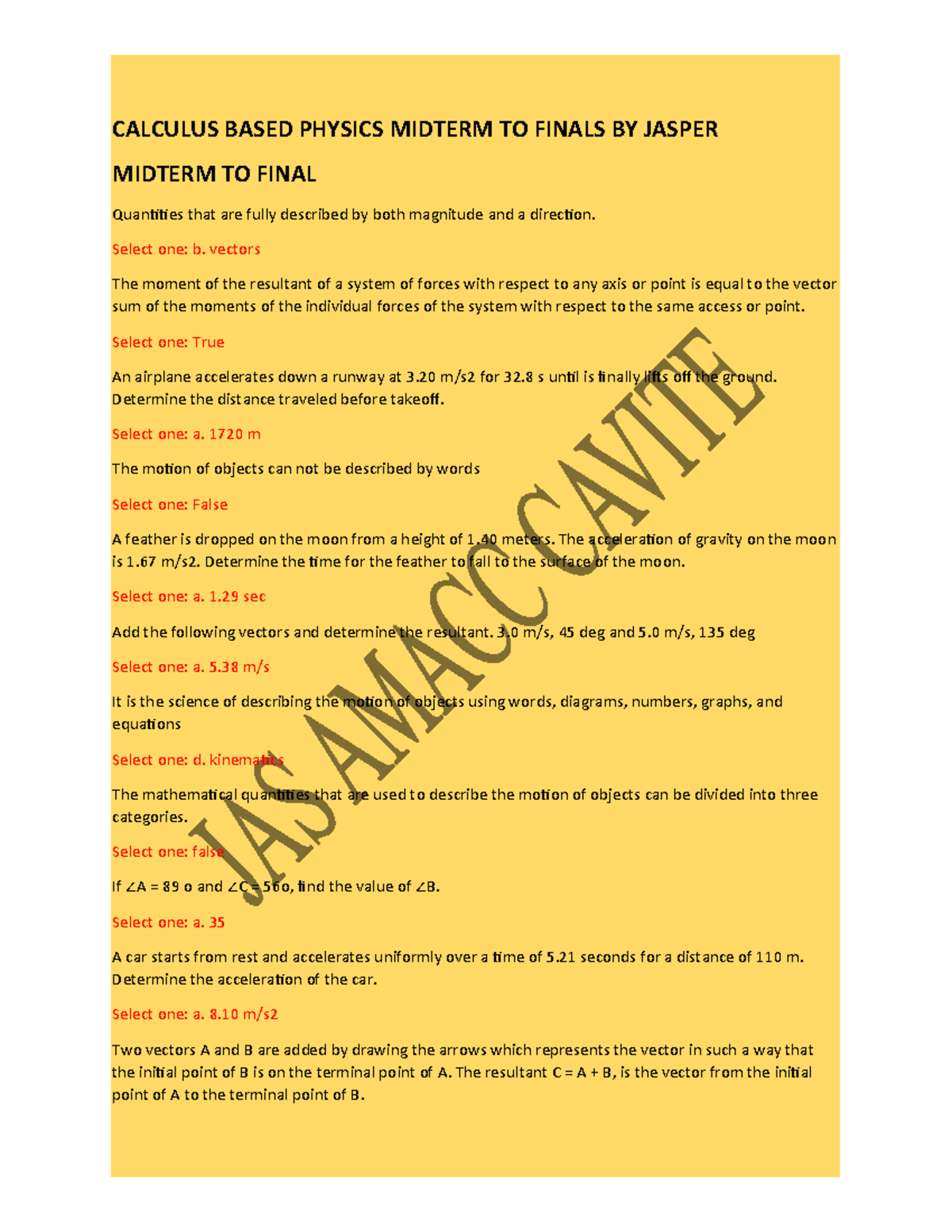 Pdfcoffee - enjoy - CALCULUS BASED PHYSICS MIDTERM TO FINALS BY JASPER ...