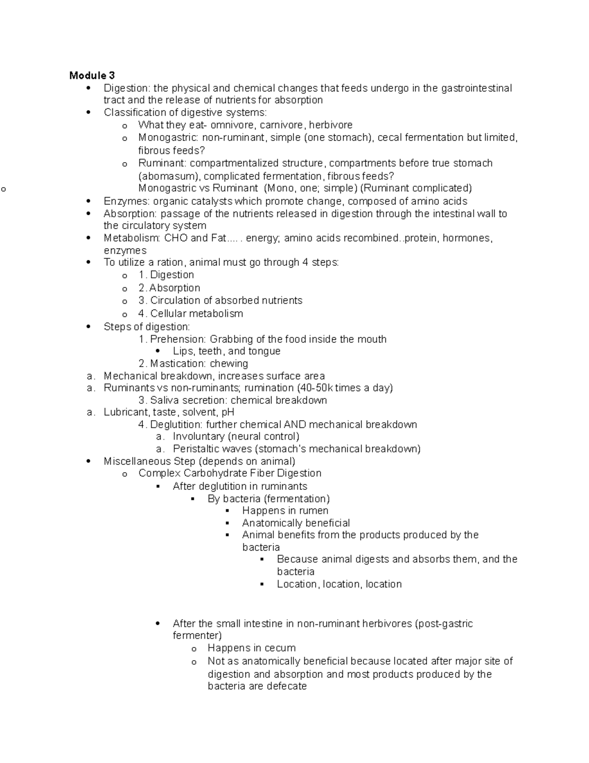 ANFS module 3 notes - Module 3 Digestion: the physical and chemical ...