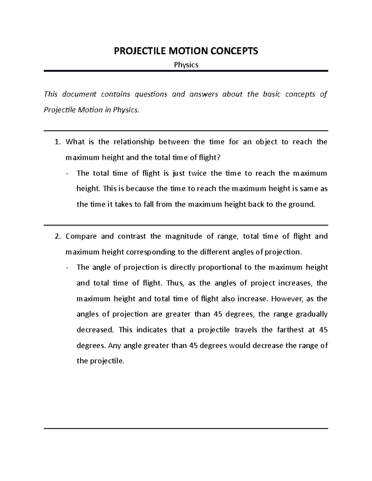 Projectile Motion Concepts - PROJECTILE MOTION CONCEPTS Physics This ...
