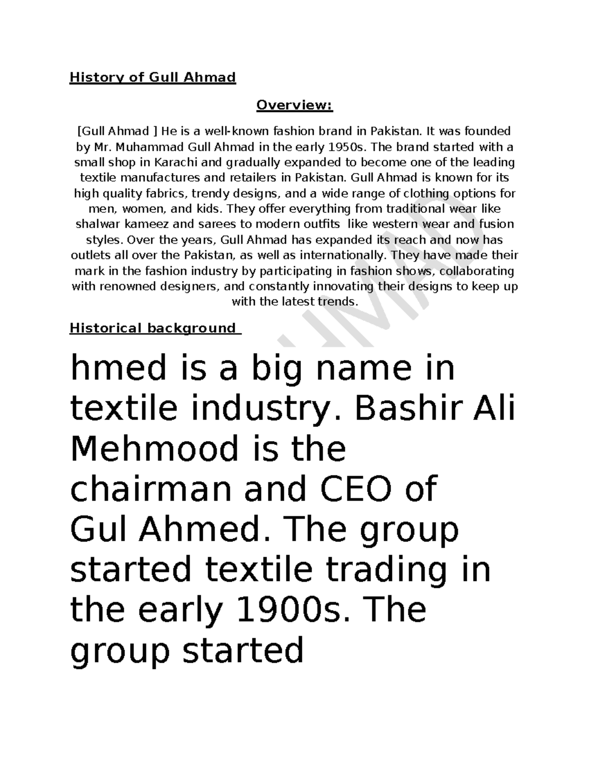 History of Gull Ahmed - History of Gull Ahmad Overview: [Gull Ahmad ...