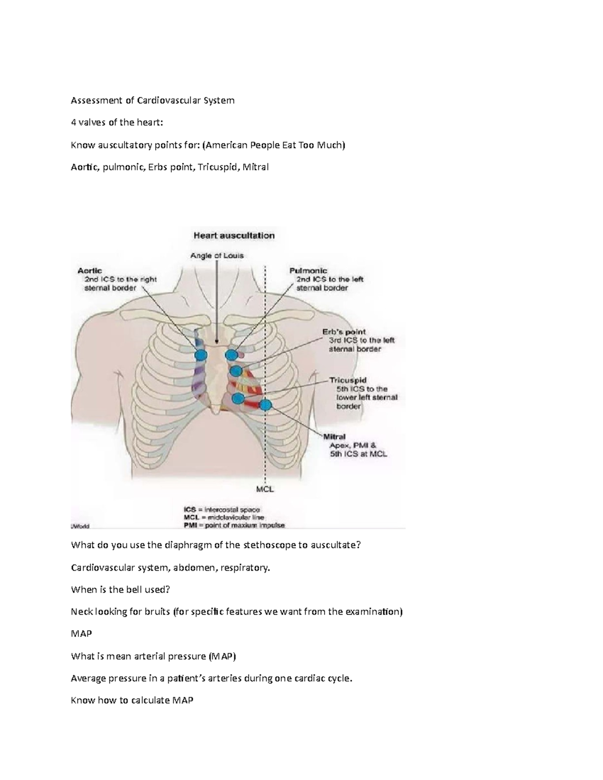 Assessment of Cardiovascular System - When is the bell used? Neck ...