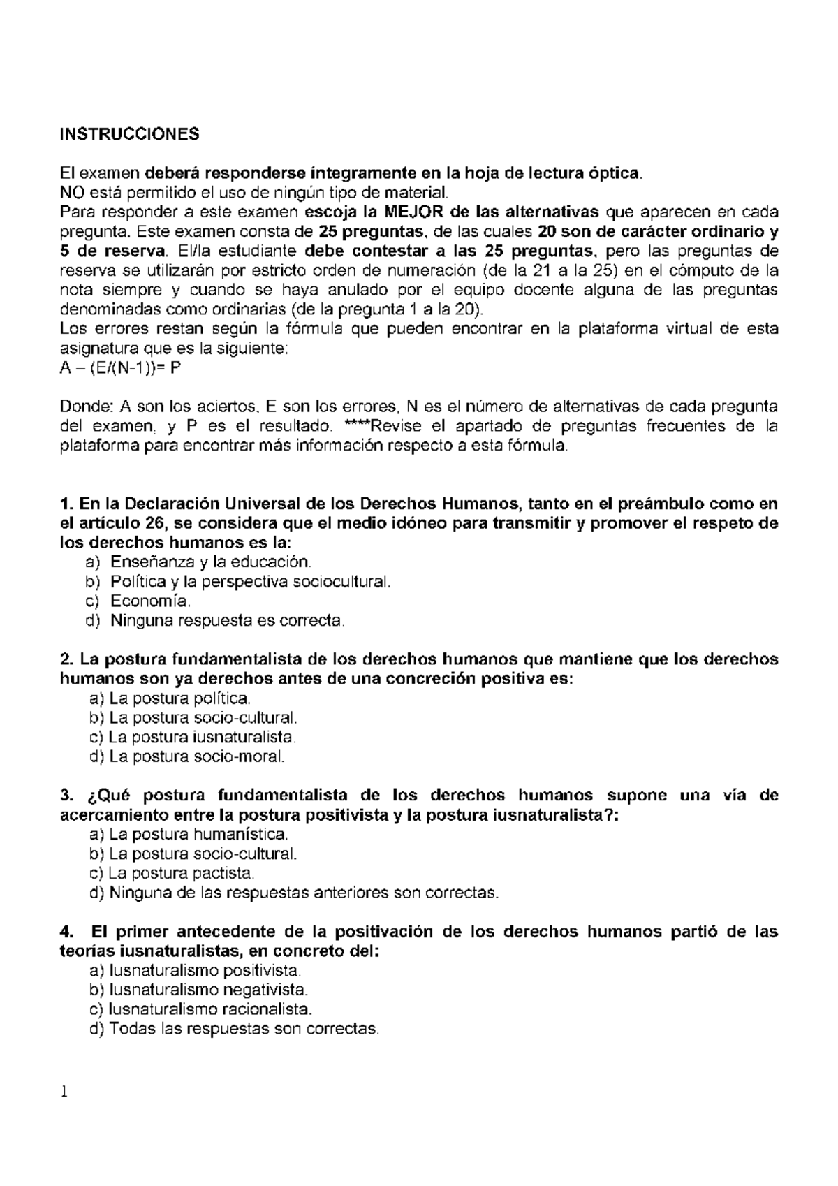 E 63901046 0-22SO - Examen septiembre de la asignatura Derechos Humanos y Educación - Studocu