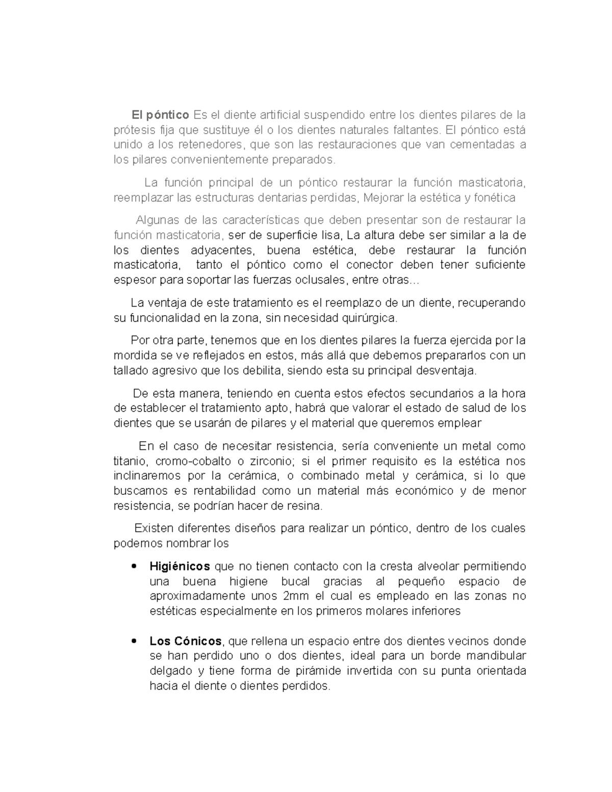 Pontico Barbara - FFF - El póntico Es el diente artificial suspendido ...