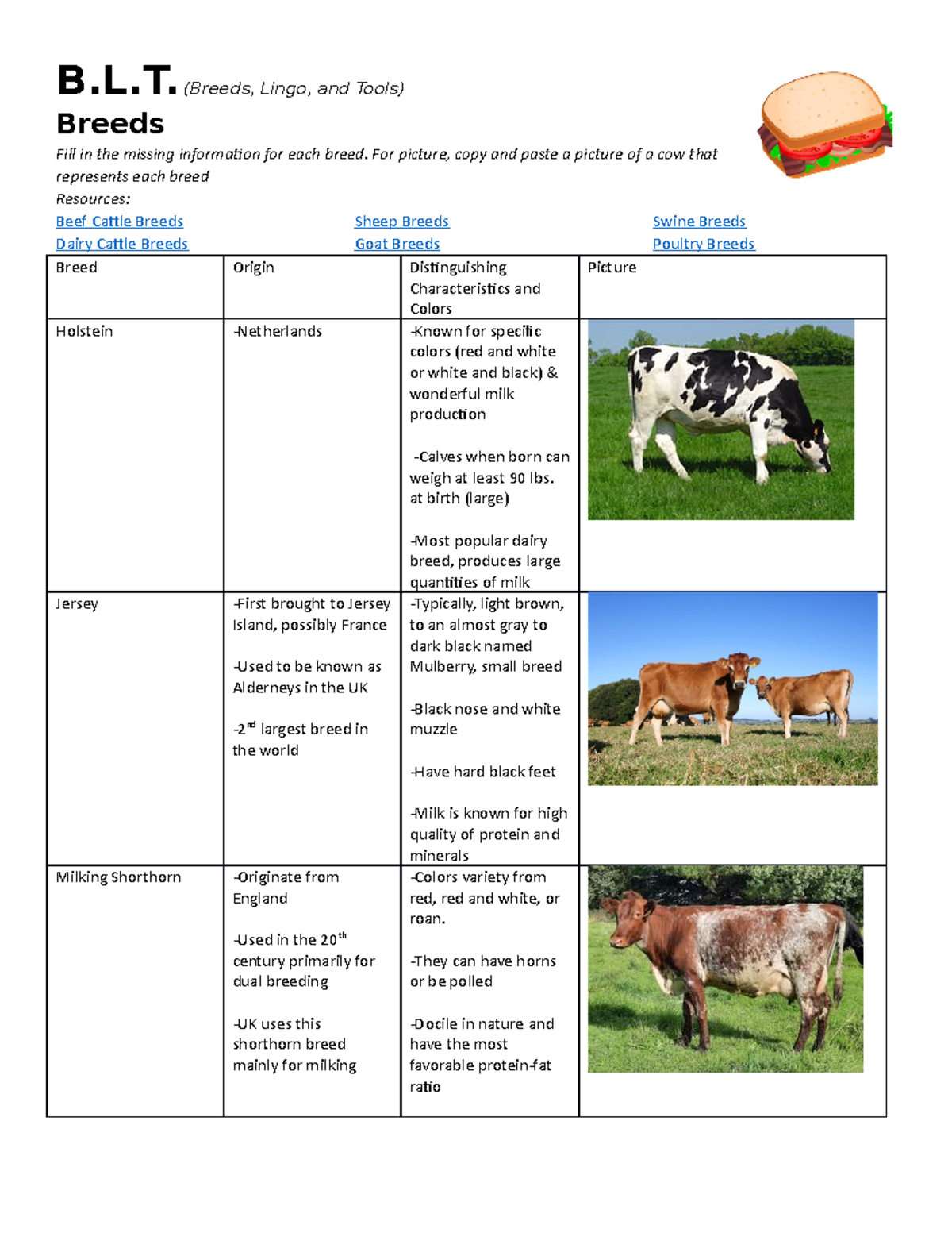5.2 BLT Notes Dairy-2 - Dairy Homeowork from Principles of Animal ...