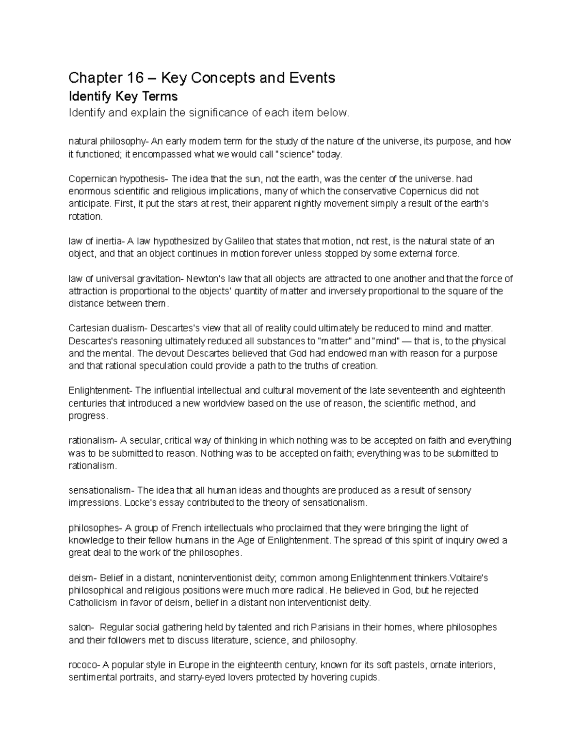 AP Euro- Ch 16 - Vocabulary and practice questions based on Chapter 16 ...