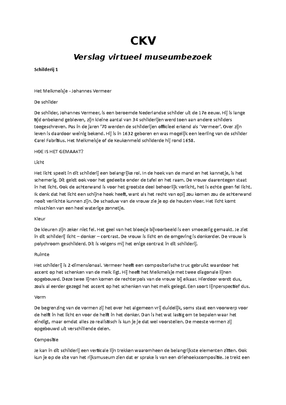 CKV virtueel museum - CKV Verslag virtueel museumbezoek Schilderij 1 ...