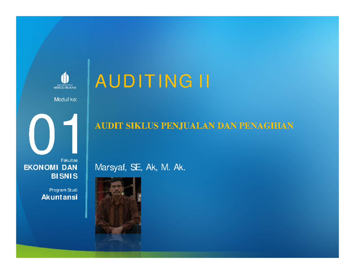 PPT Auditing II [TM1] - document from another ppl - Modul ke: Fakultas Program Studi AU D I T I ...