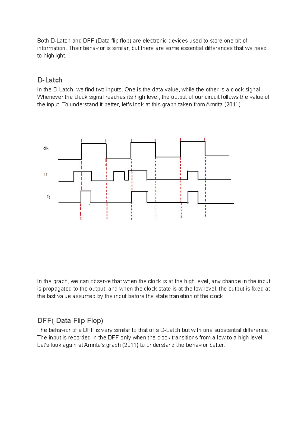 Discussion Assignment Unit 4 - Both D-Latch and DFF (Data flip flop ...
