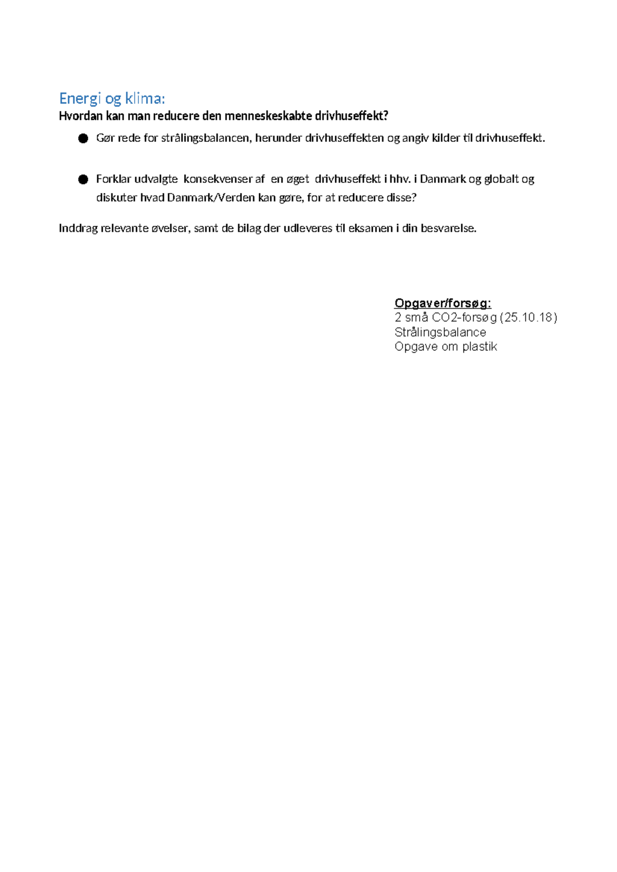 Eksamen-OM- Drivhuseffekt - Energi og klima: Hvordan kan man reducere ...