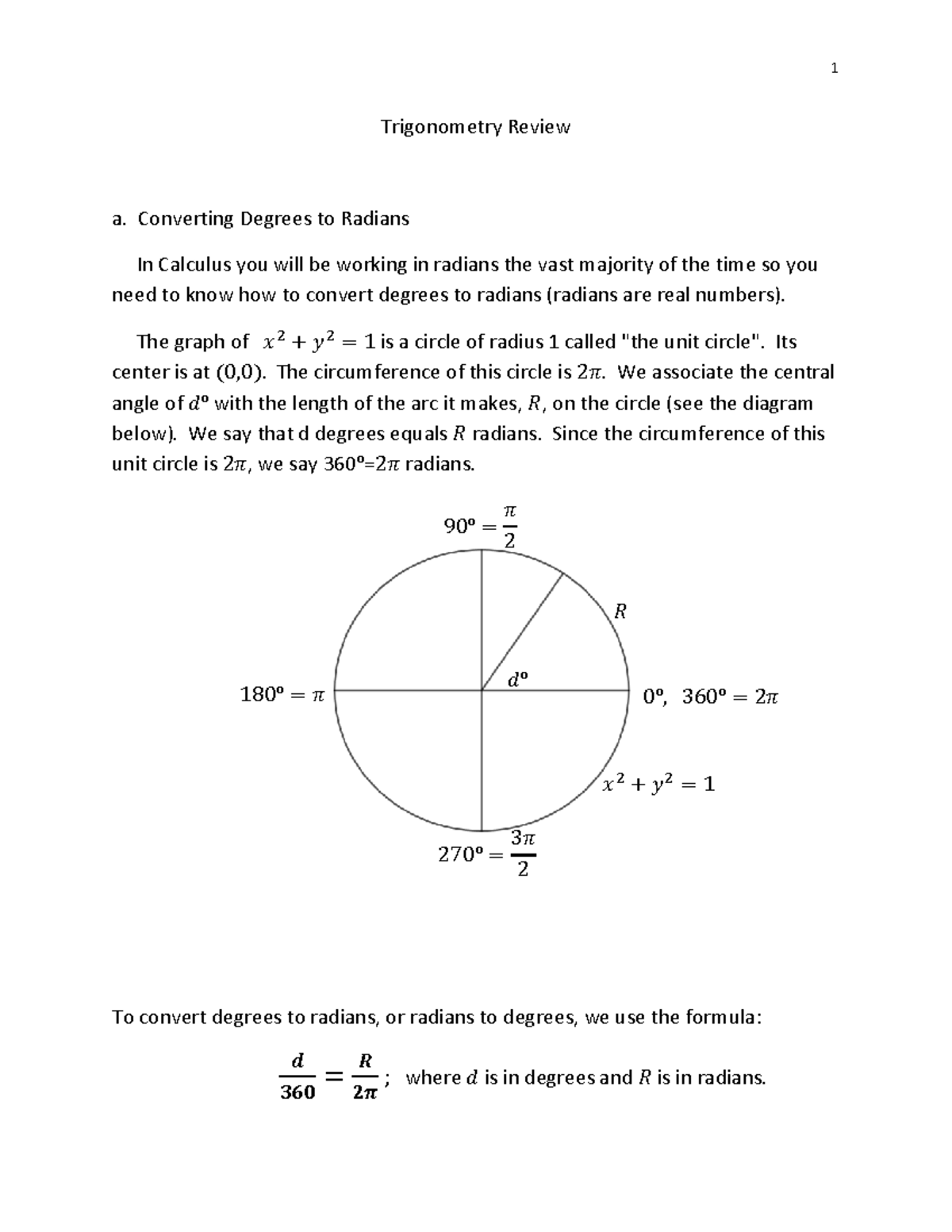 Trig - Calculus With Analytic Geometry I - Trigonometry Review a ...