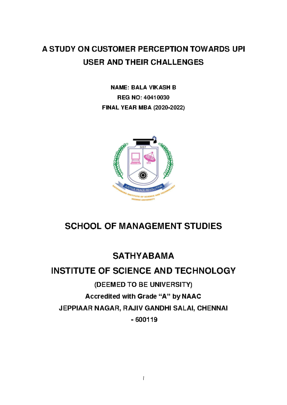 2022 mba mba batchno 30 - Project for mba - i A STUDY ON CUSTOMER ...