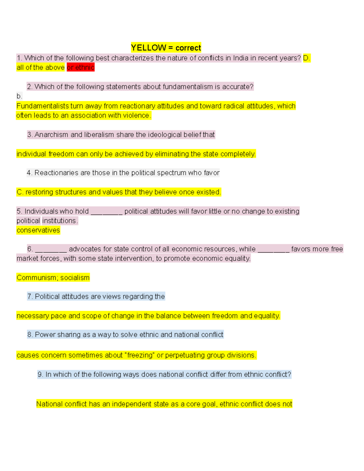 POLS V05 International Relations Study Guide - YELLOW = correct Which ...