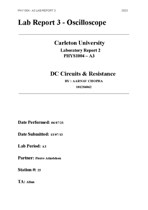 Lab Report 2- DC Circuits - Lab Report 2 - DC Circuits Carleton ...