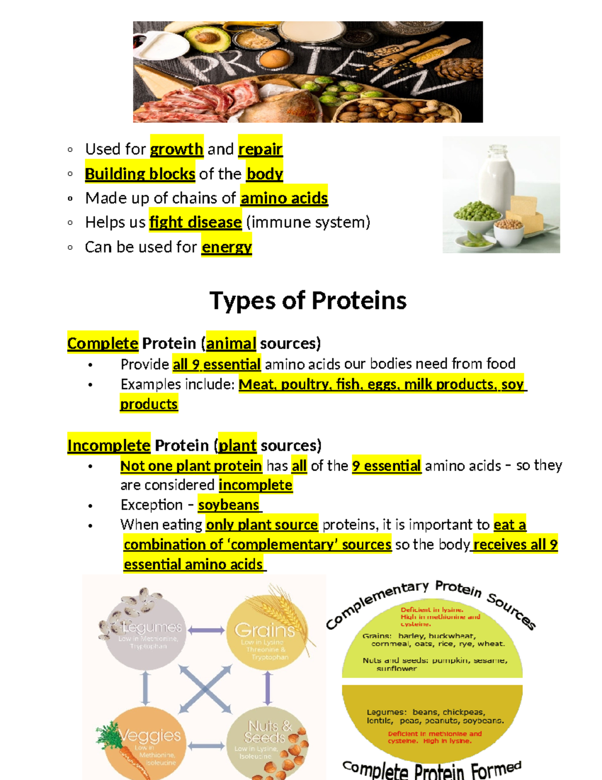 Protein - Note - hi i’m shelly hope you dnjoy my note - o Used for ...