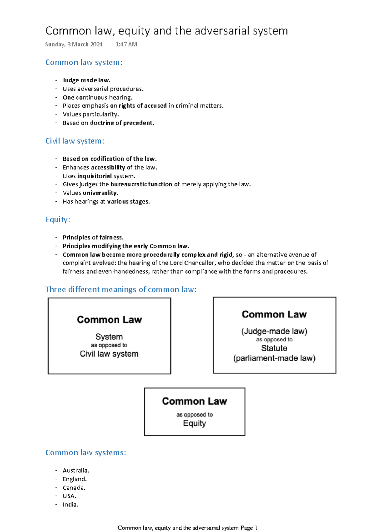 Common law, equity and the adversarial system - Common law system ...