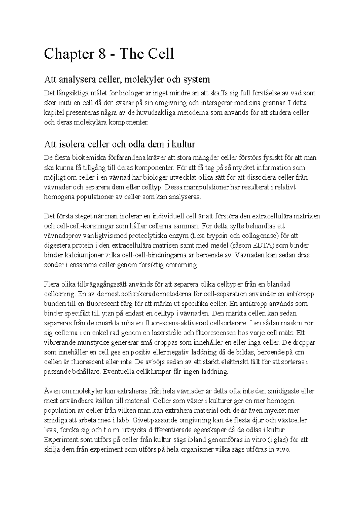 Chapter 8 - The Cell - Sammanfattning av det främsta kapitlet i boken ...
