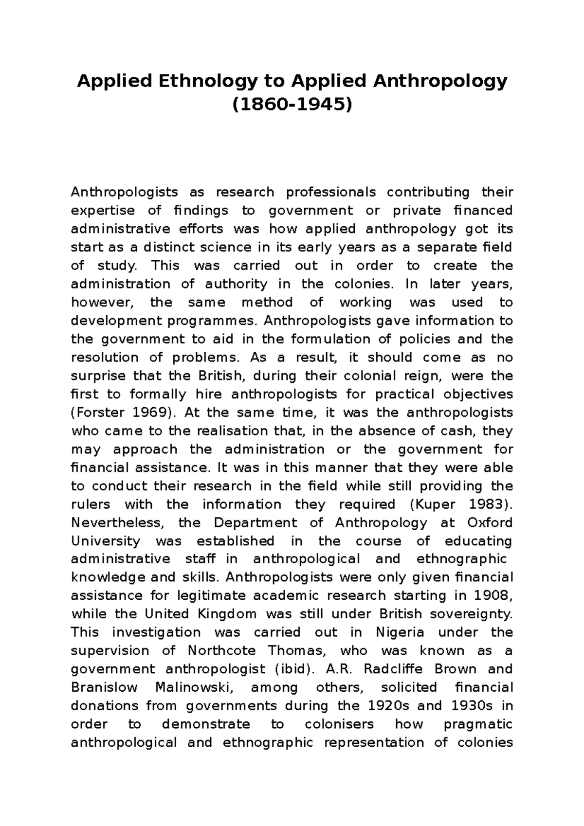 Applied Ethnology to Applied Anthropology - Applied Ethnology to ...