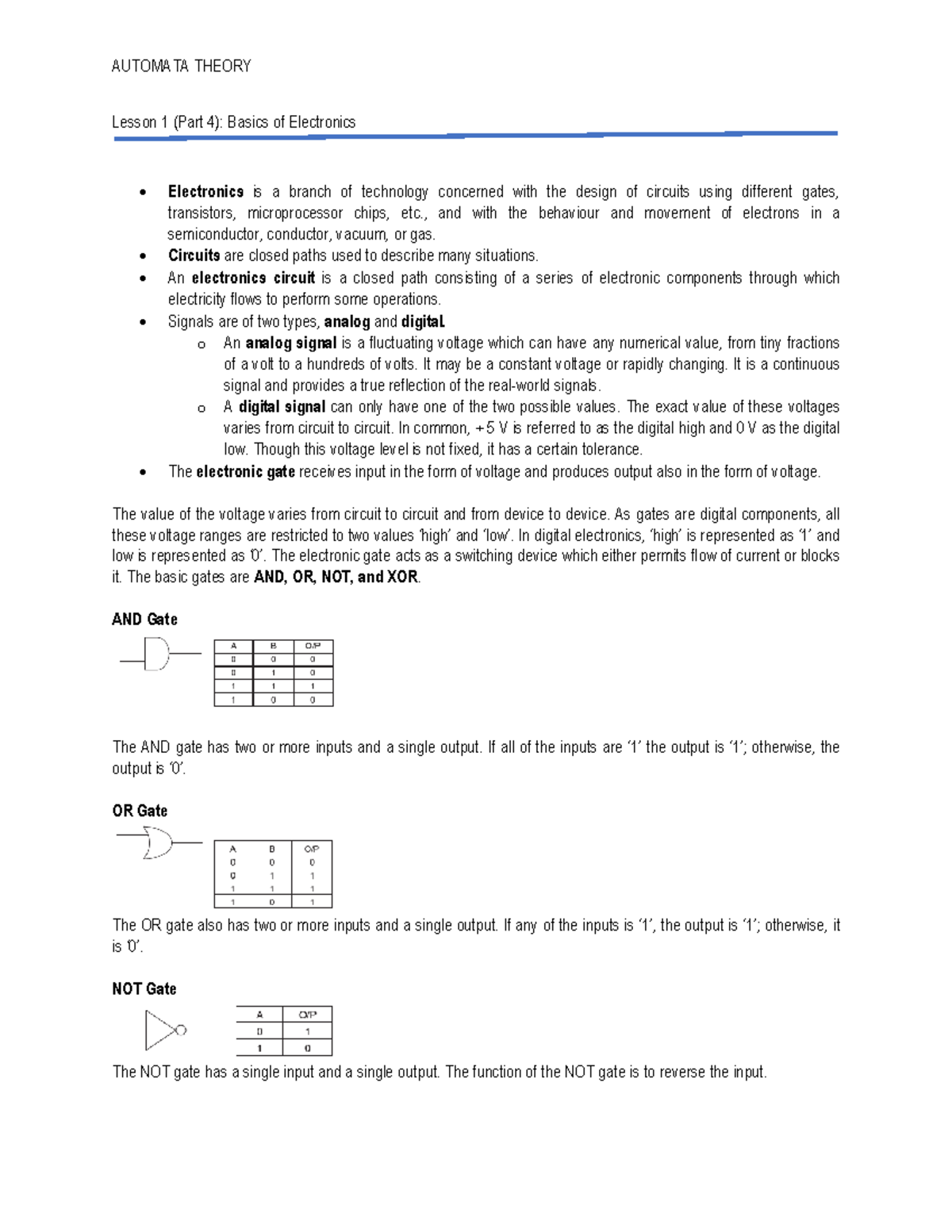 Lesson 1 Circuits - Lectures - AUTOMATA THEORY Lesson 1 (Part 4 ...