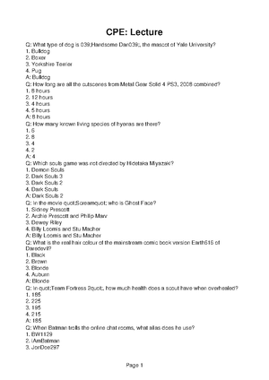 CPE244 Lecture 4 - CPE: Exercise Question 1: When was Adolf Hitler ...