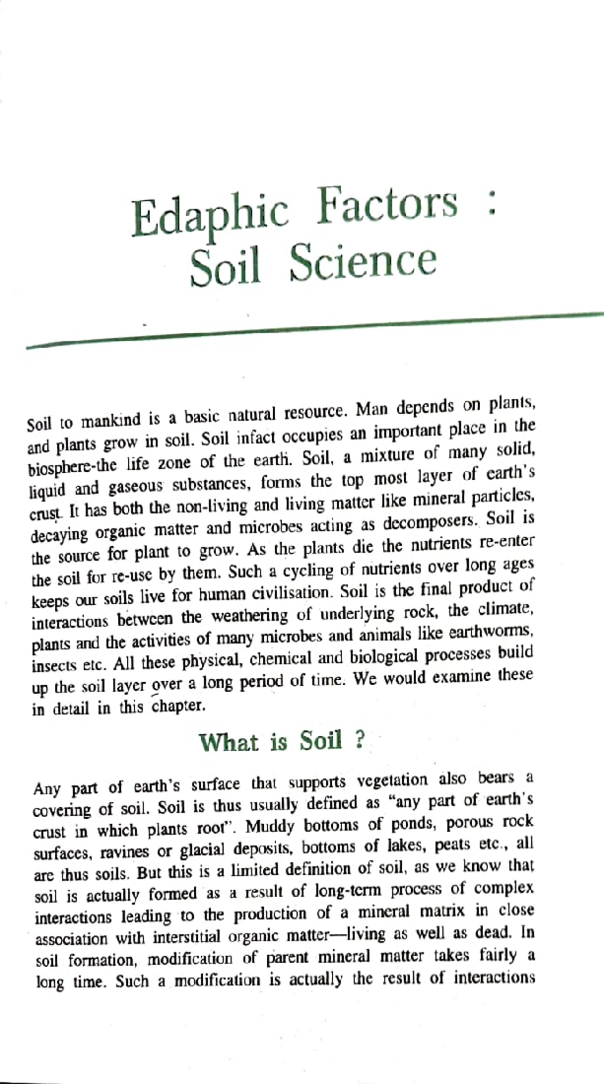 Soil science, composition and pedogenesis - Edaphic Factors : Soil ...