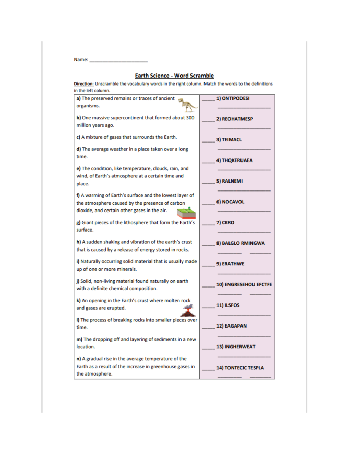 Earth Science Word Scramble - Studocu