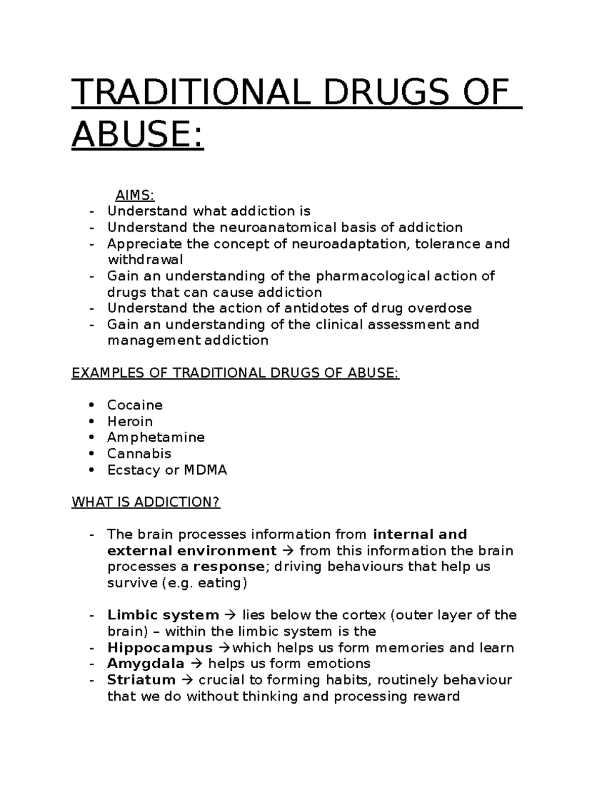 Traditional Drugs OF Abuse - TRADITIONAL DRUGS OF ABUSE: AIMS ...