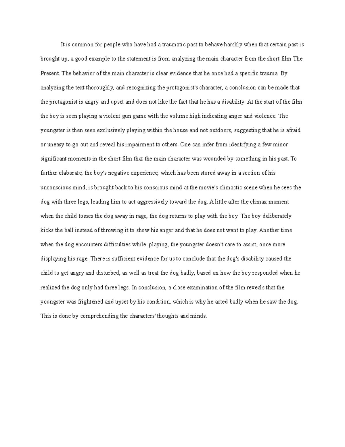 ENG4U paragraph assignment - It is common for people who have had a ...