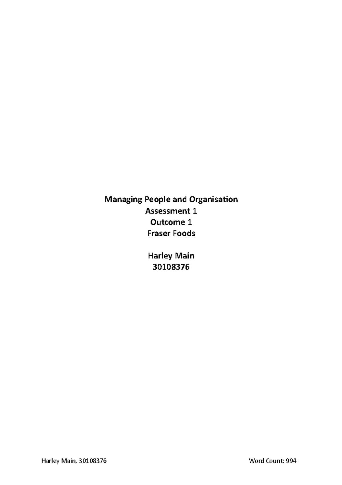 Fraser Foods - Full Report - Managing People and Organisation ...