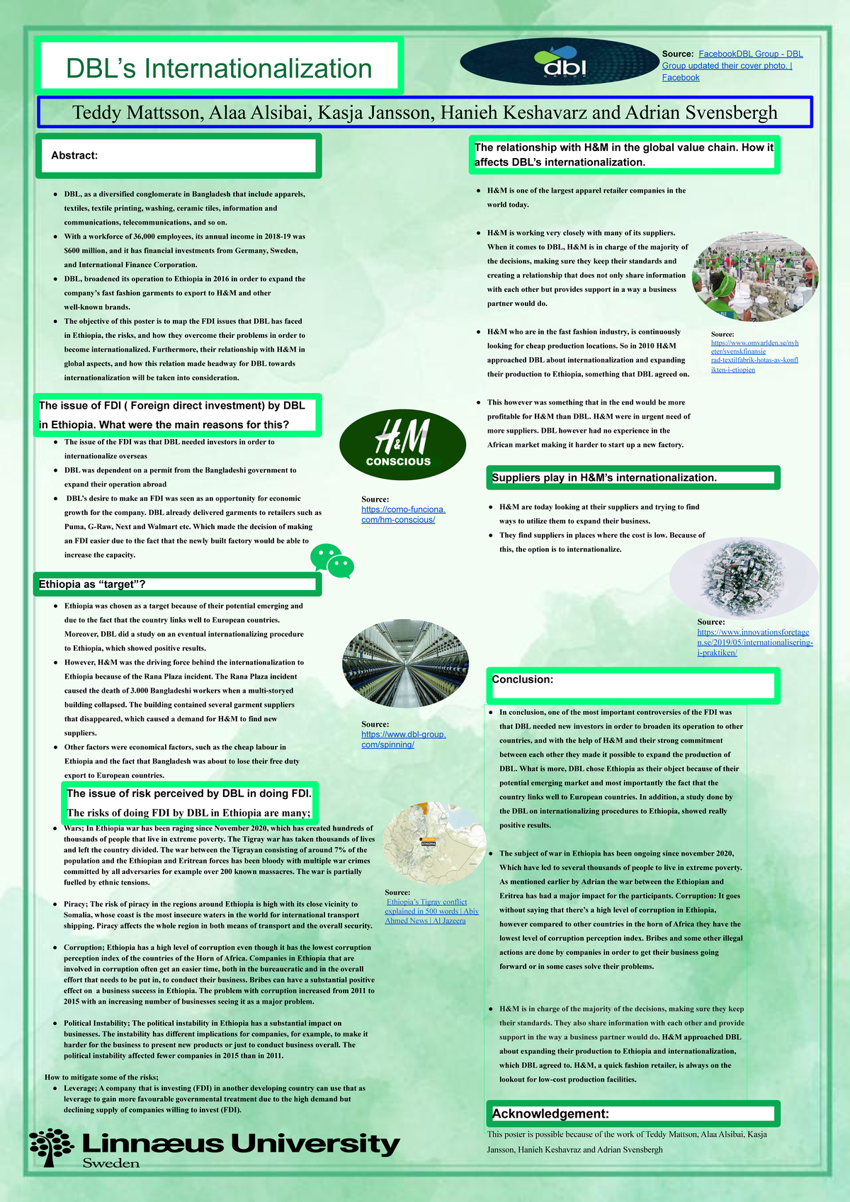 Poster (2) - DBL’s Internationalization Abstract: DBL, as a diversified ...