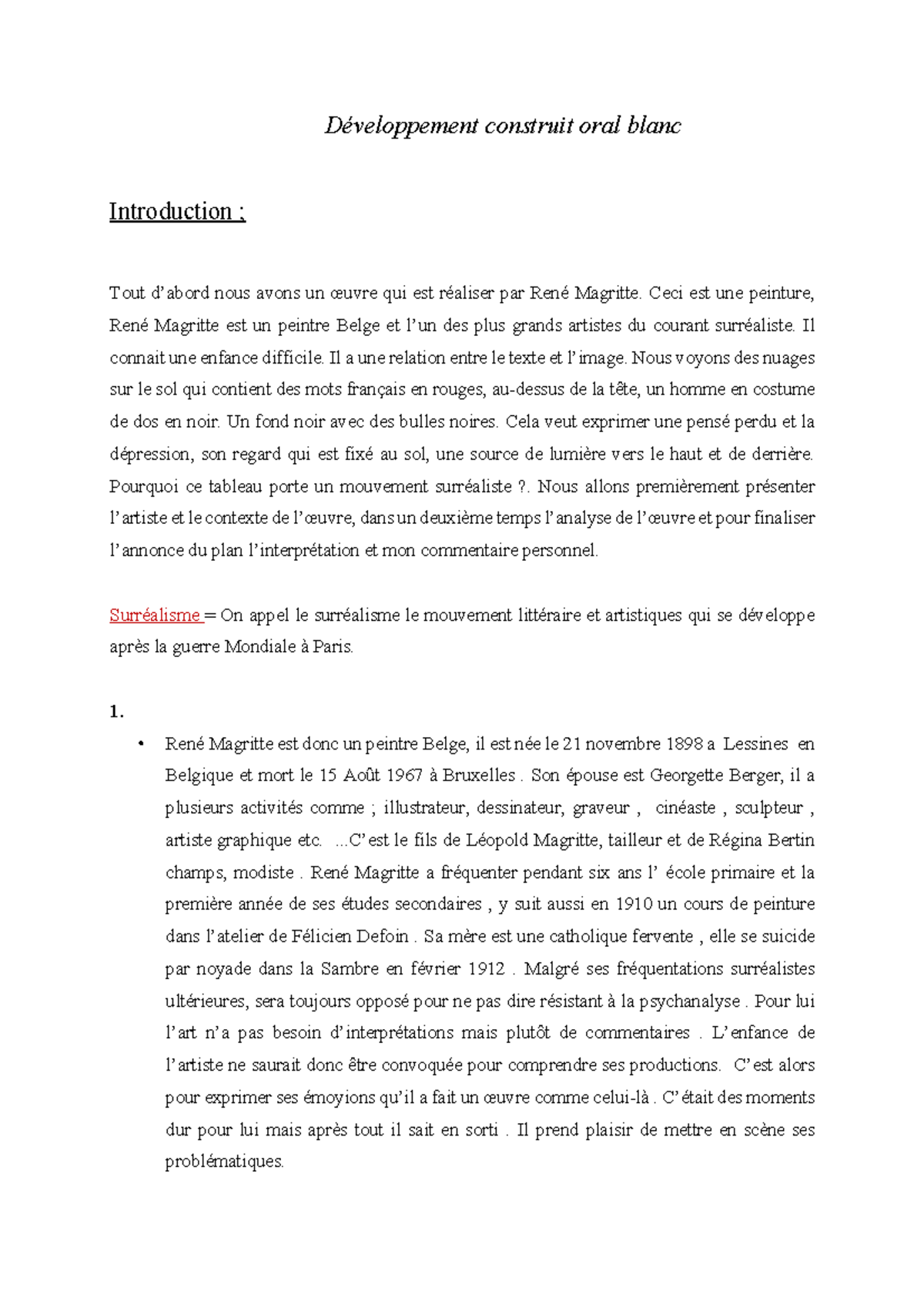 Développement construit oral blanc - Développement construit oral blanc Introduction ; Tout d ...