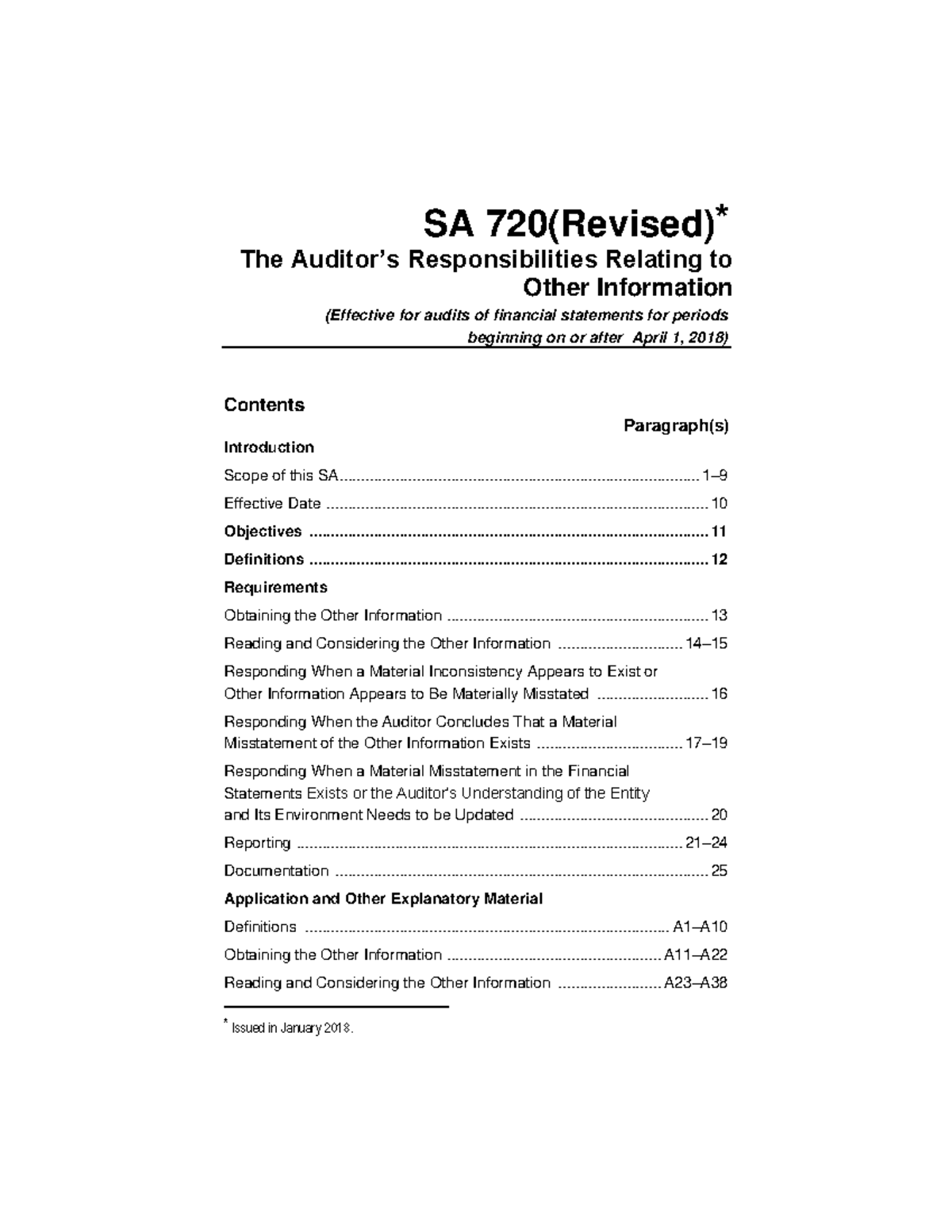 SA 720 - Not Applicable - SA 720(Revised)* The Auditor’s ...
