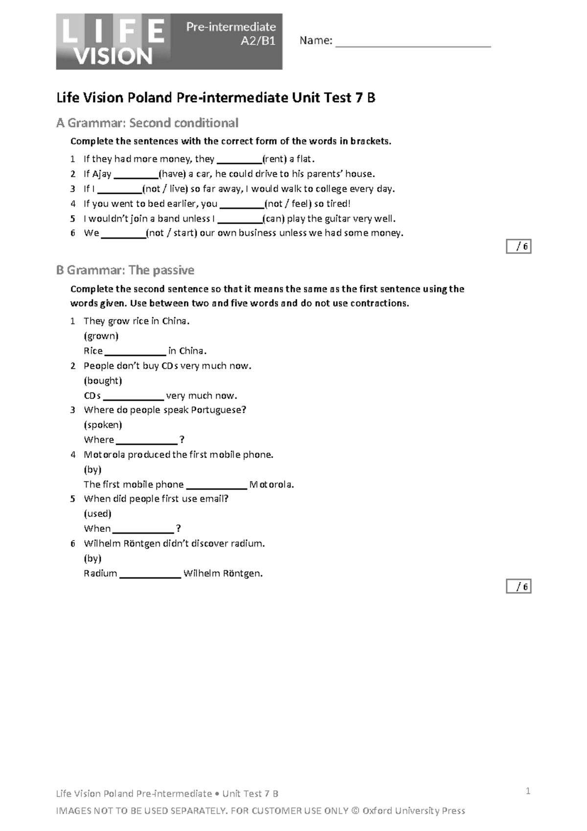 Lif vis pol preint unit 7b - Life Vision Poland Pre-intermediate • Unit ...