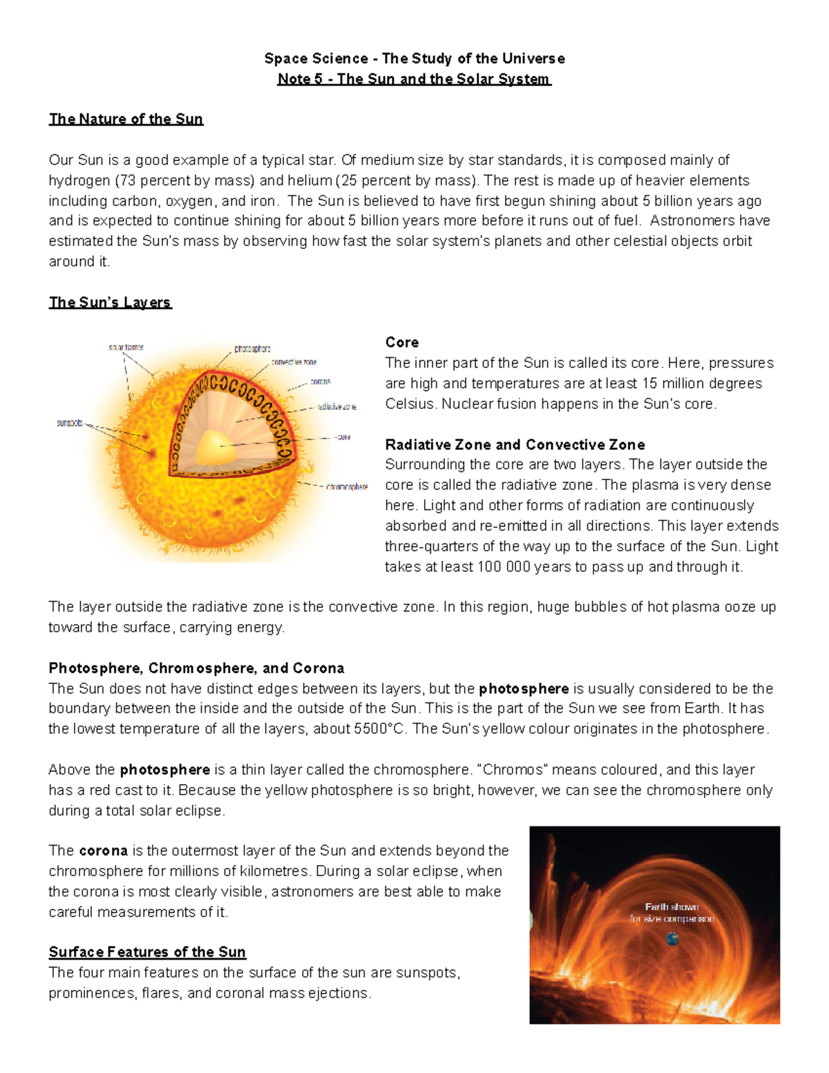 The Sun And The Solar System - Space Science - The Study of the ...
