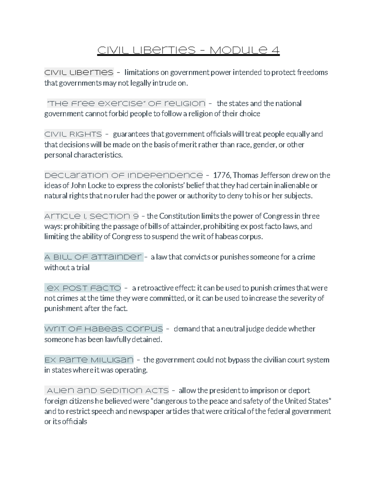 4.01 - Civil Liberties - Civil liberties - Module 4 Civil liberties ...