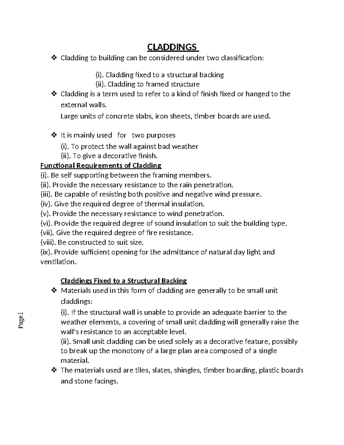 Claddings - am in need of lecture notes - Page CLADDINGS Cladding to ...
