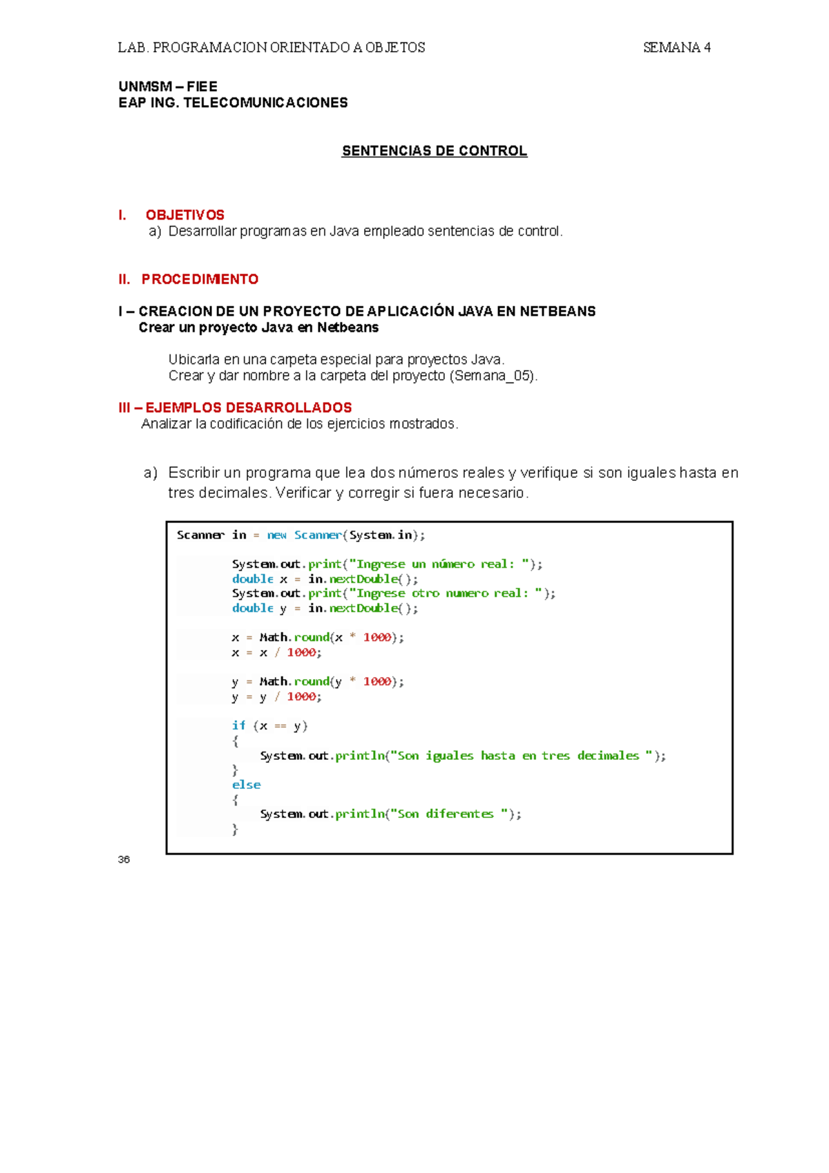 LAB. 05 - Sentencias de control Programas básicos en Java - EJERCICIOS ...