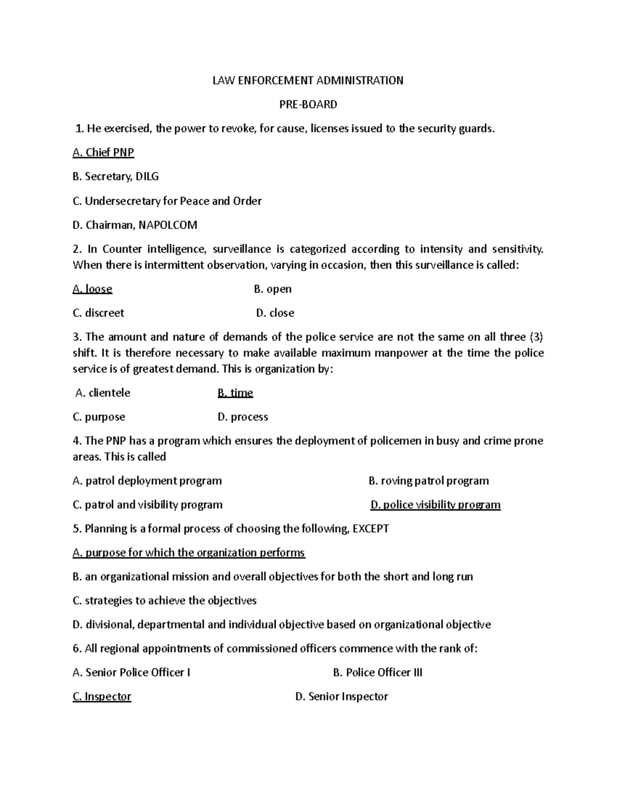 LAW Enforcement Administration 1 - LAW ENFORCEMENT ADMINISTRATION PRE ...