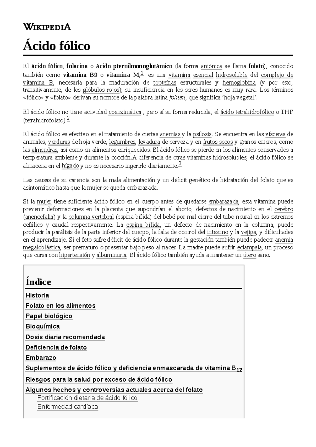 Ácido fólico - Ácido fólico El ácido fólico, folacina o ácido ...