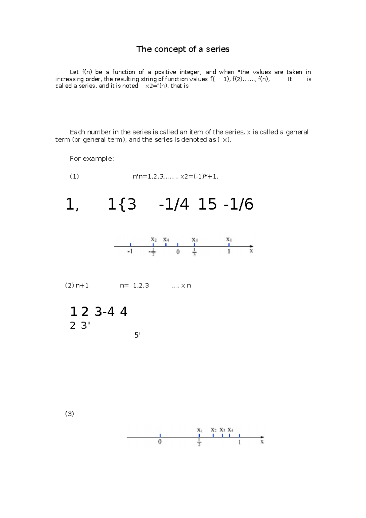 The concept of a series - What the instructor will focus on in class ...