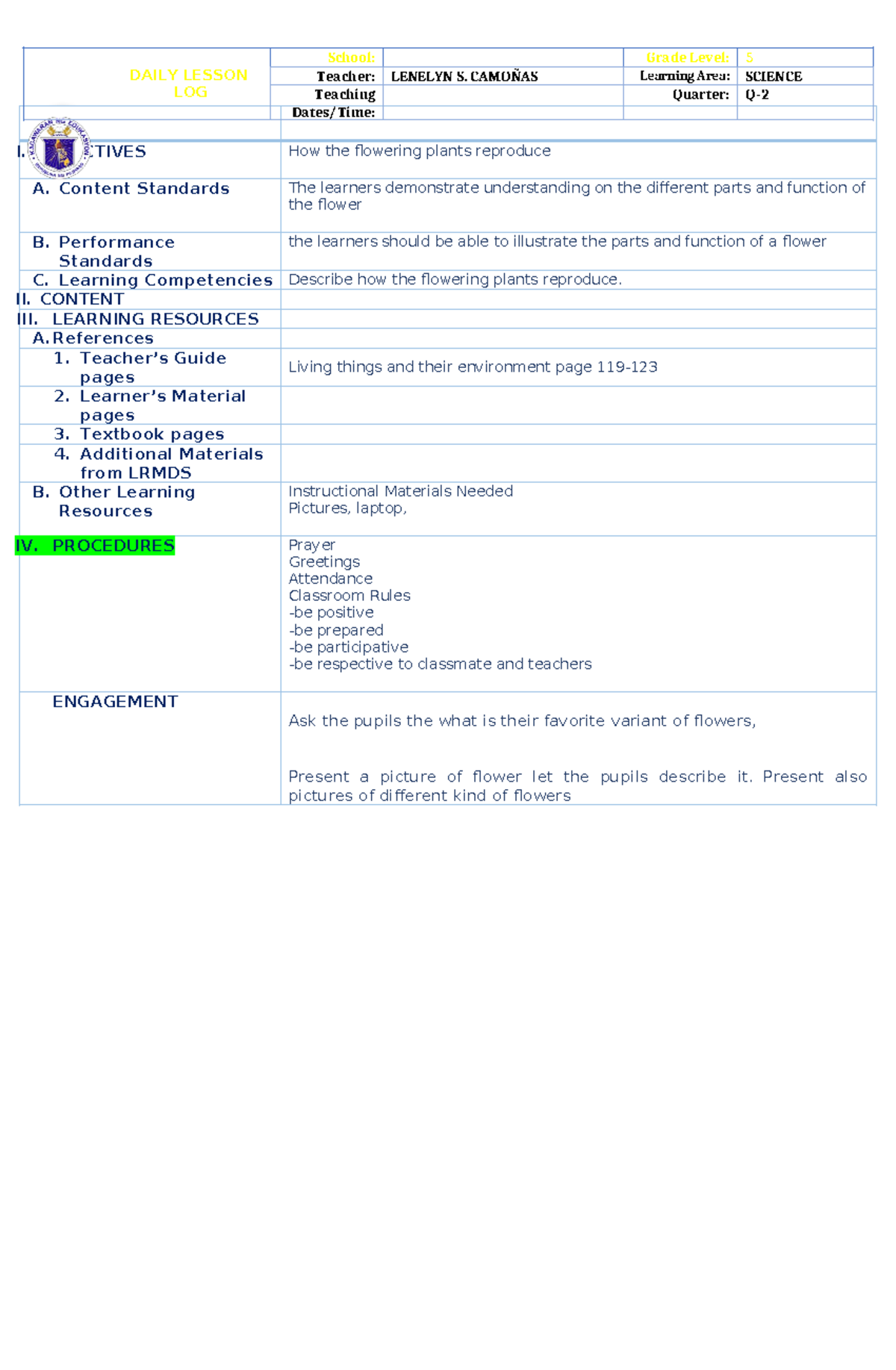 How Plants Reproduce Lesson Plan Grade 5 at Ronald Rodriquez blog