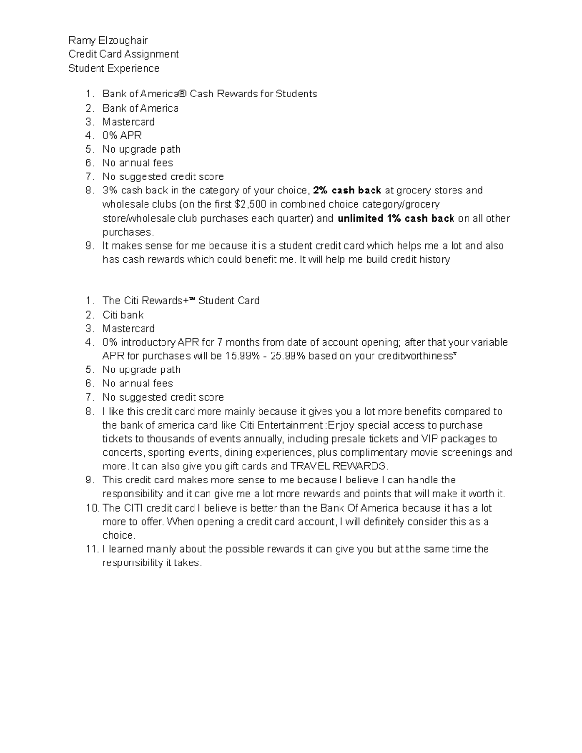 Credit Card Assignment - Ramy Elzoughair Credit Card Assignment Student ...