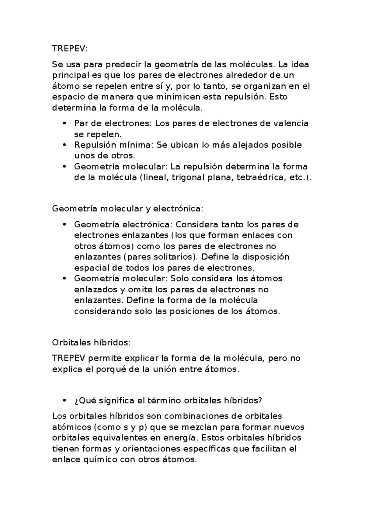 Final química inorgánica - TREPEV: Se usa para predecir la geometría de ...